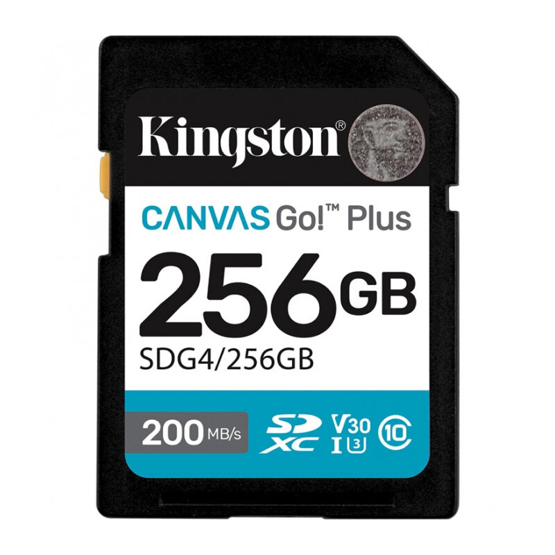 Карта памяти 256Gb Kingston Canvas Go! Plus SDXC UHS-I U3 (200 /160 Mb/s) SDG4/256GB