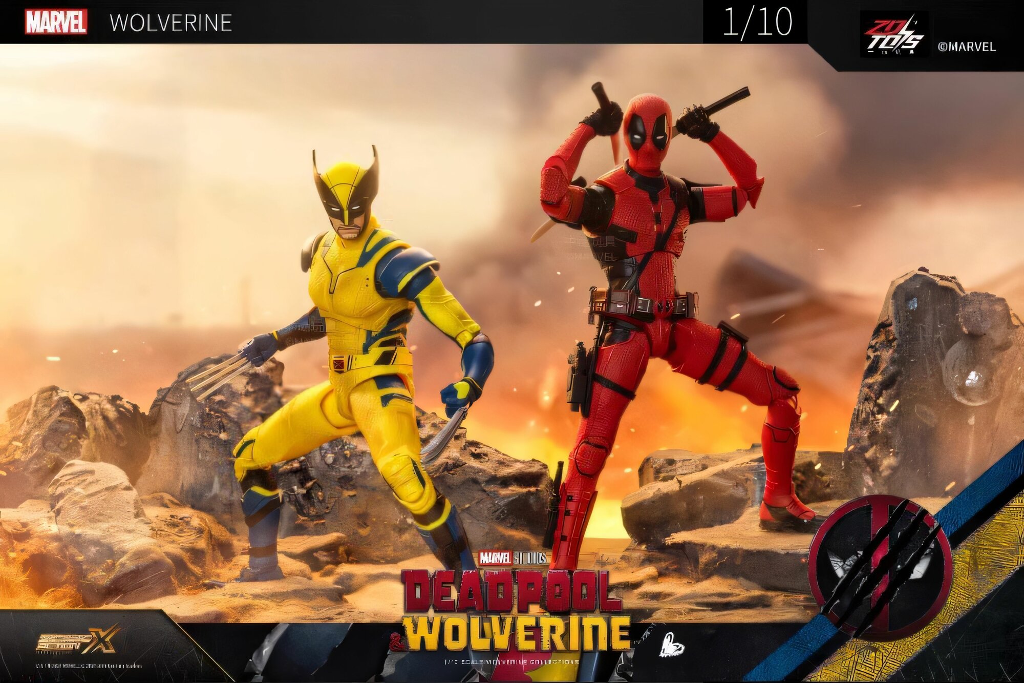 Фигурка Дэдпул+Росомаха-Deadpool+Wolverine18 см, с подвижными суставами и тематической подставкой-x-x