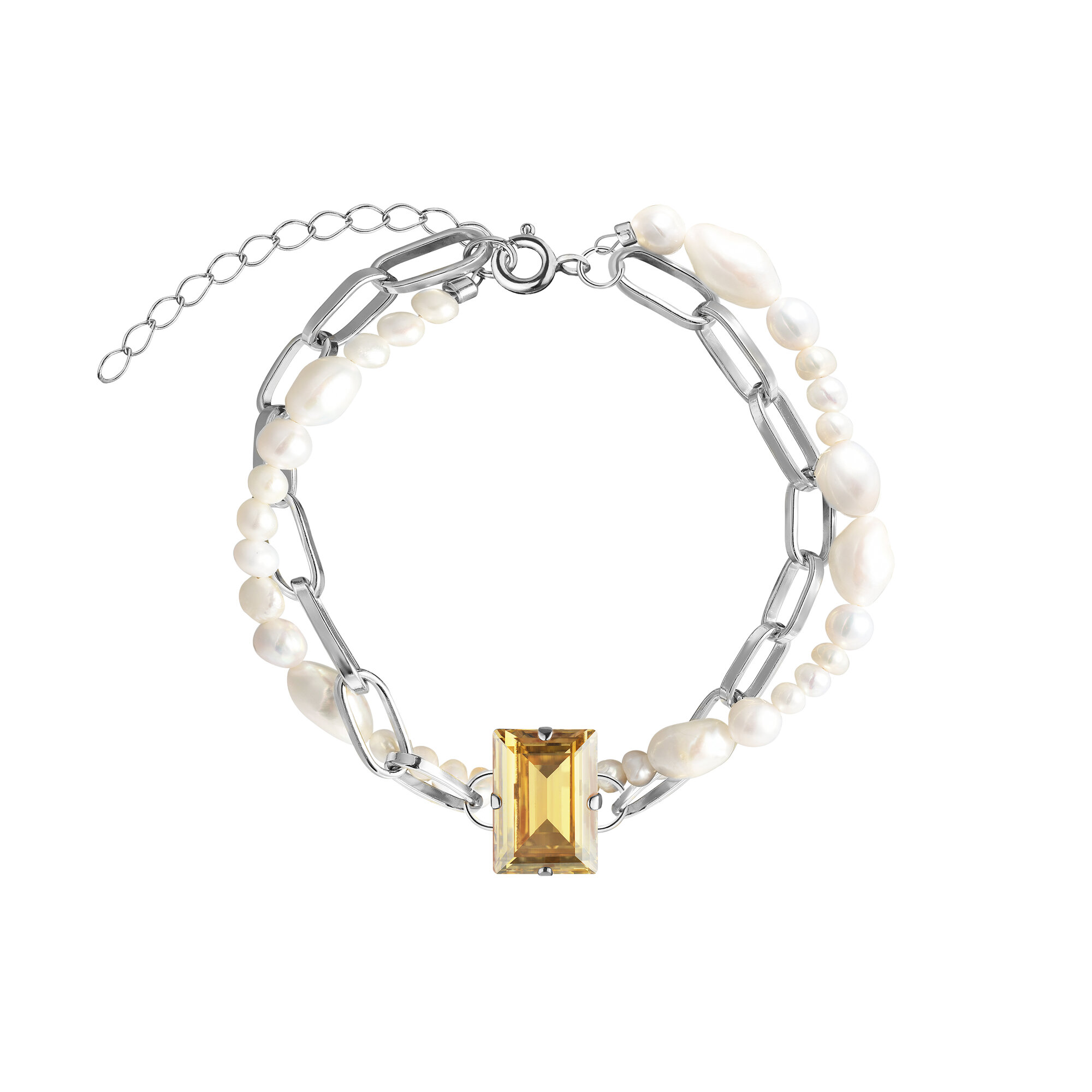 Плетеный браслет, кристаллы Swarovski, жемчуг пресноводный