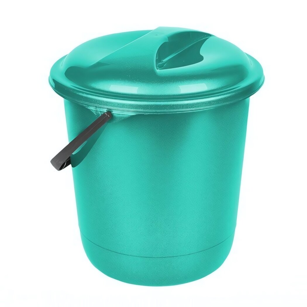 Ведро пластиковое 'Disco' 12л, с крышкой, аквамарин, пищевой пластик