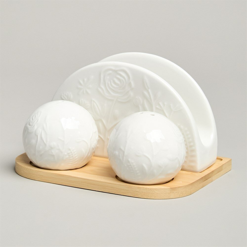 Набор для специй lefard "Meadow" 3 пр. на дер. подставке 15,5*11*9 см