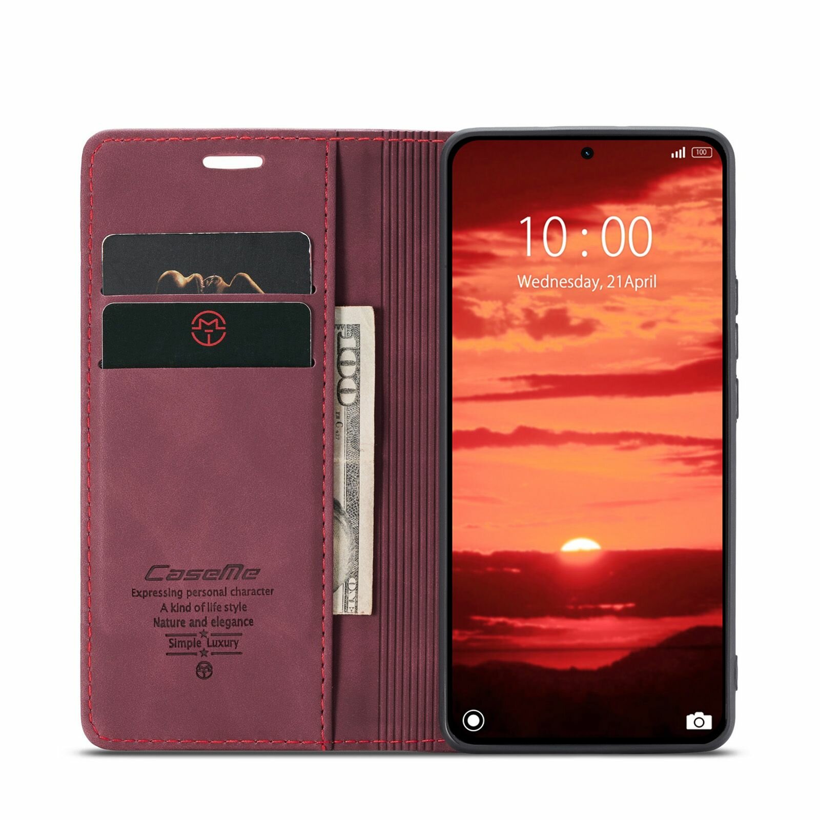 Чехол-книжка CaseMe Matte Xiaomi 14T бордовый