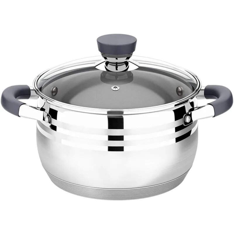 Кастрюля LARA (нерж) MERCURY 22см, 4.9л, индукц. дно, жароп. крышка LR02-473 2098268