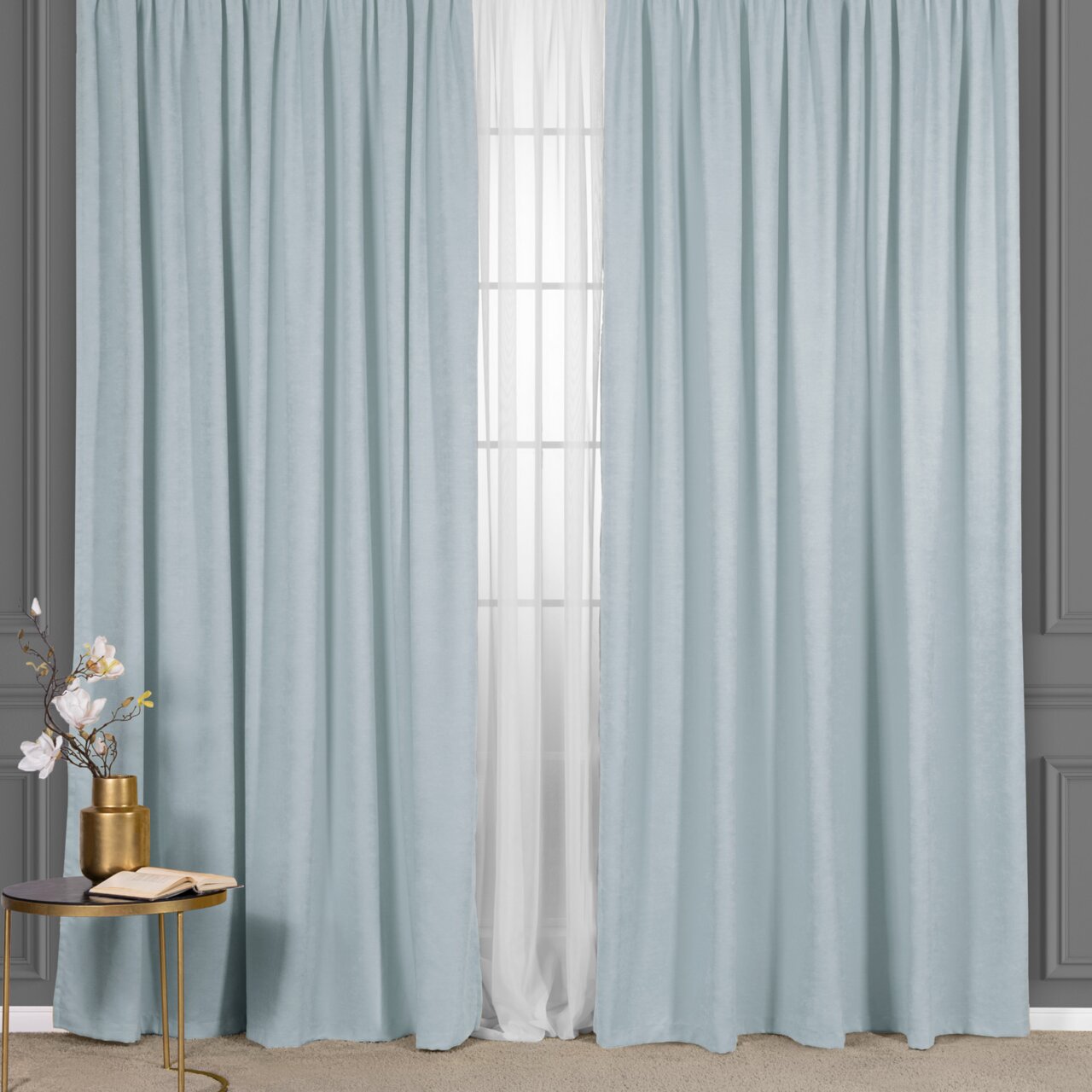 Daily by T Джулес шторы на ленте 220x270 см полиэстер, мятные для спальни и гостиной
