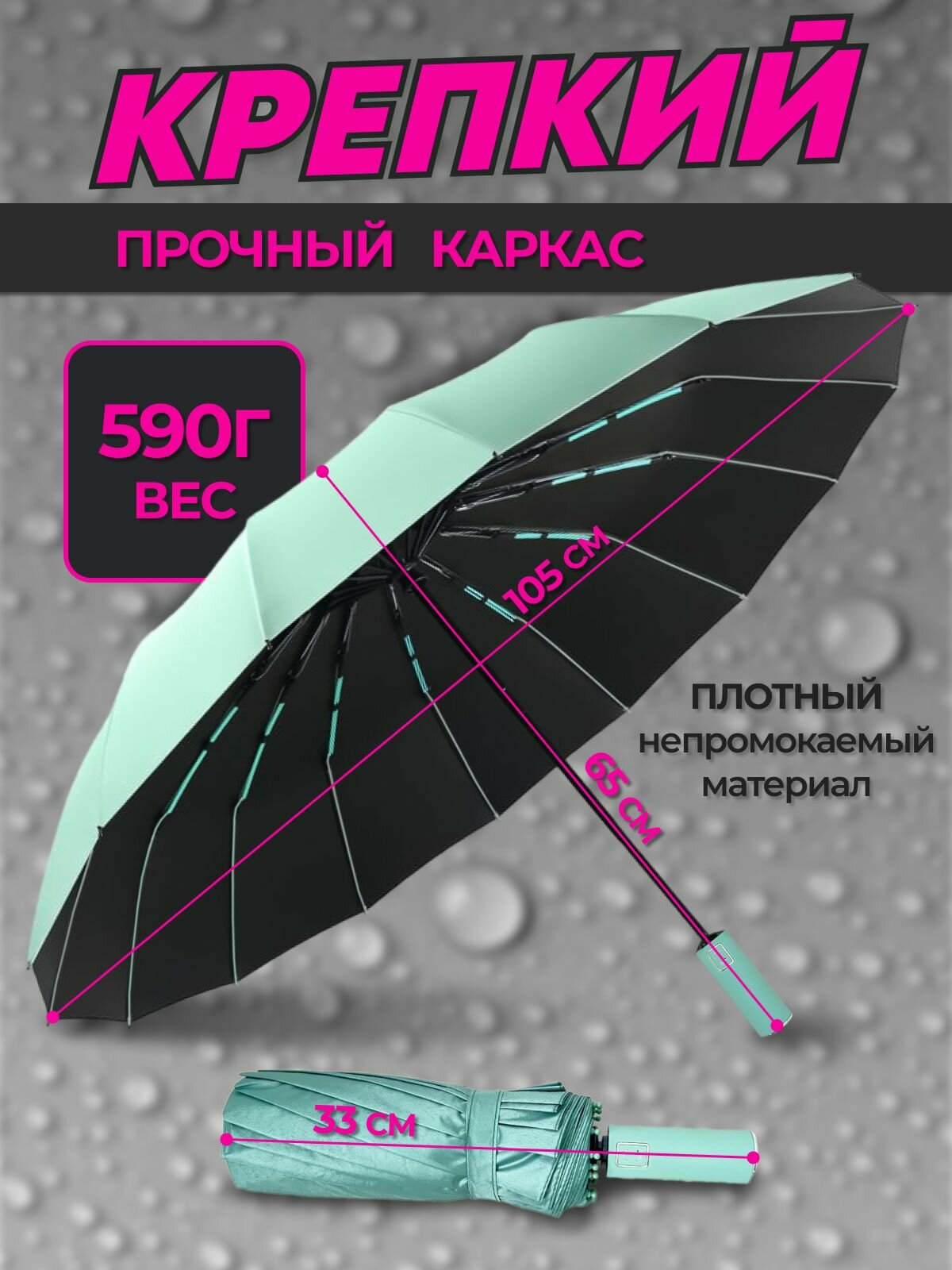 Зонт , зелeный — фото 1