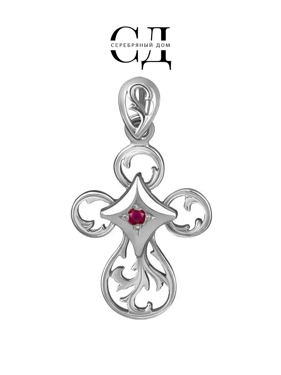 Подвеска, серебро, 925 проба, родирование, рубин