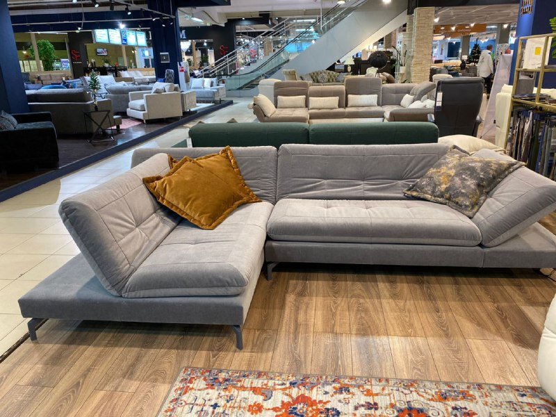 Модульный угловой диван «VINCHENZO» / «винченцо» (CINNO CILLINI), раскладной, высокие ножки, регулируемый, серый бархат