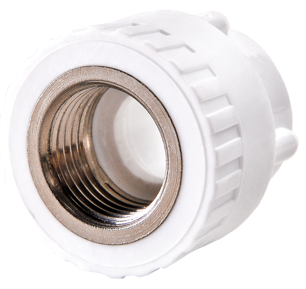 Муфта комбинированная РВК с внутренней резьбой, полипропиленовая, белая, диаметр подключения 20мм, резьба 1/2дюйма / фитинги