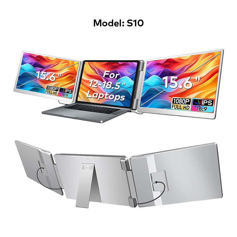 Портативный монитор с диагональю 15.6 дюймов, серый металл，