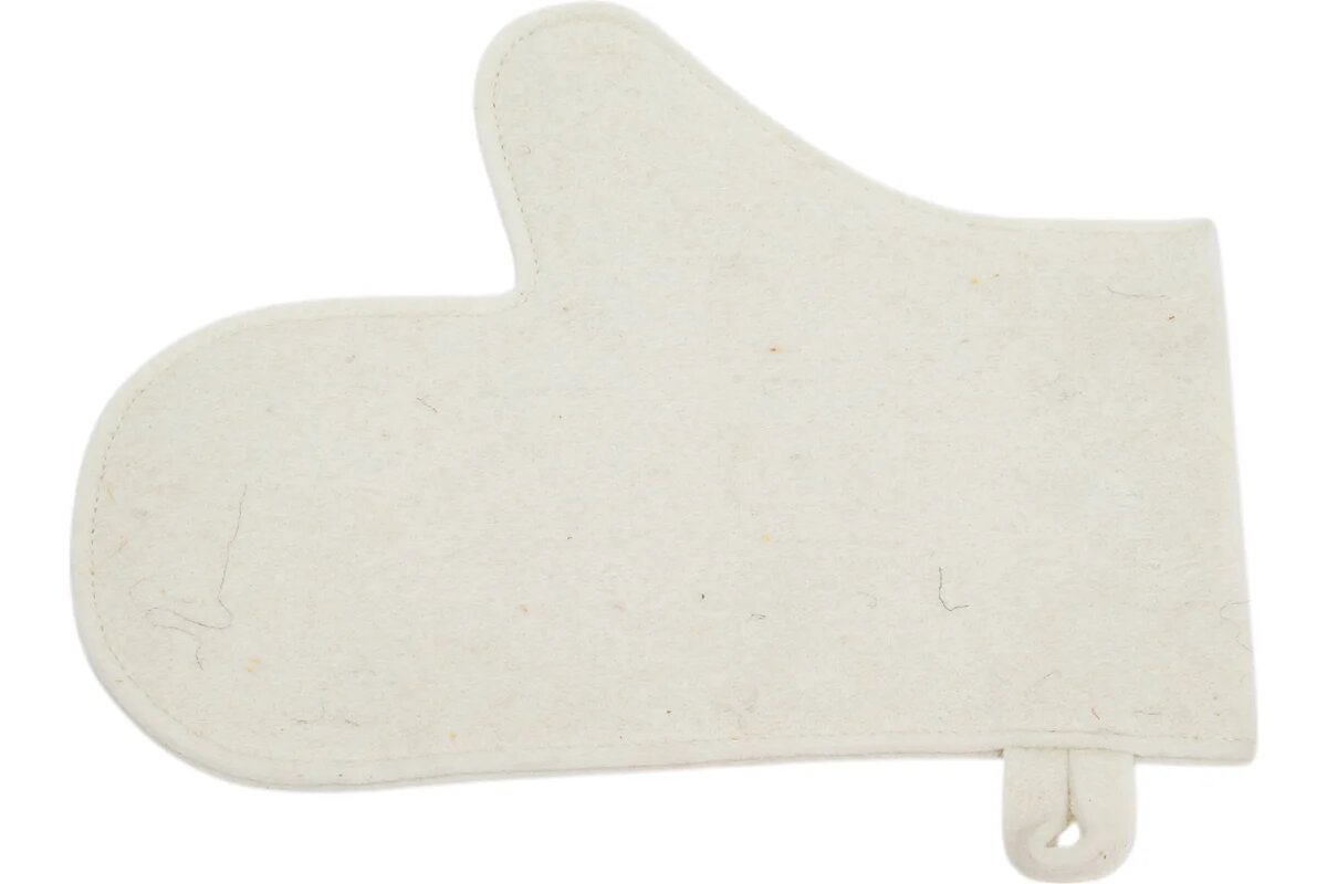 ГлавБаня Рукавица банная из войлока белая для бани и сауны, натуральная защита кожи