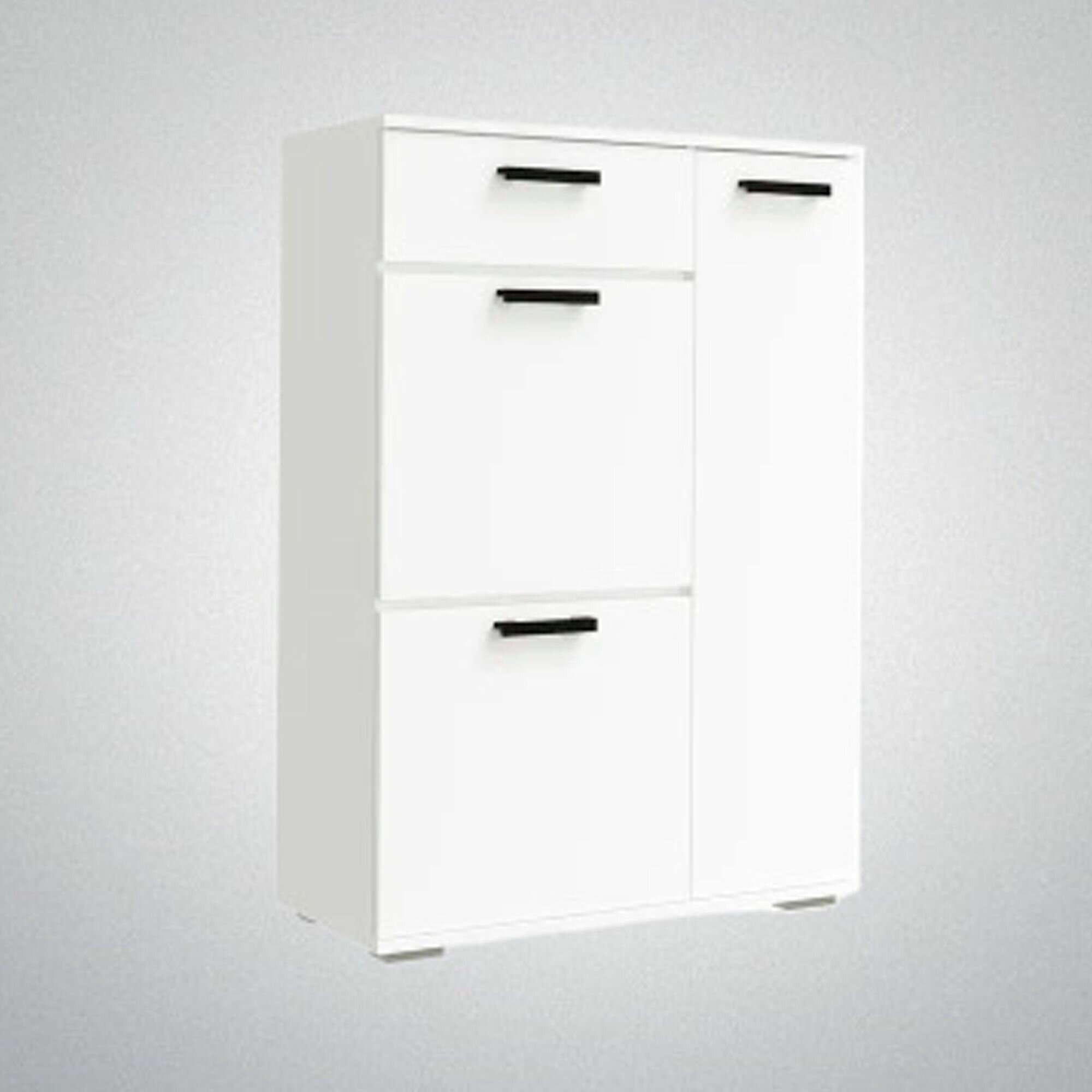 Тумба Высокая Ника (ТВ800), цвет Белый, ширина 80 см, с выдвижным ящиком и полками, для прихожей или коридора в доме или квартире