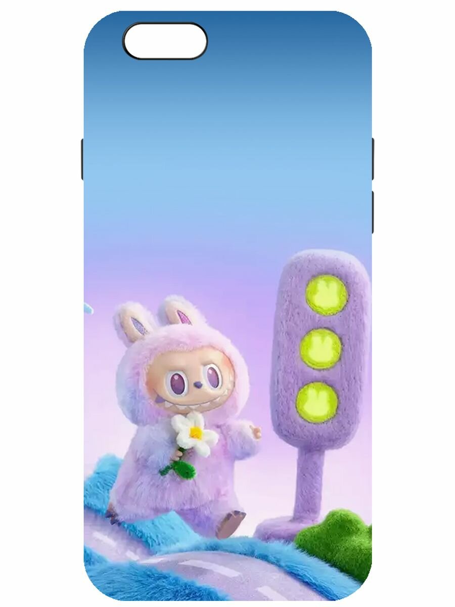 Чехол-накладка Krutoff Soft Case Лабубу Удача для iPhone 6/6s черный