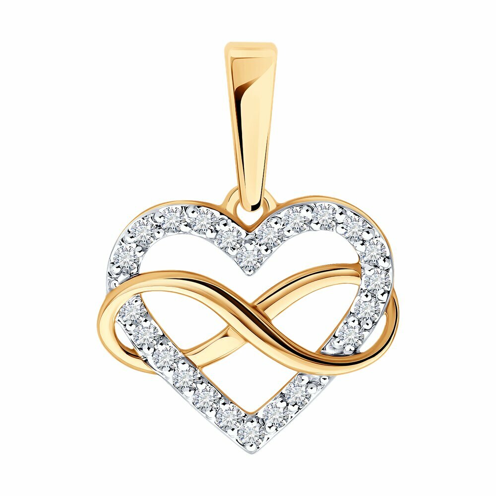 Подвеска, красное золото, 585 проба, бриллиант выращенный