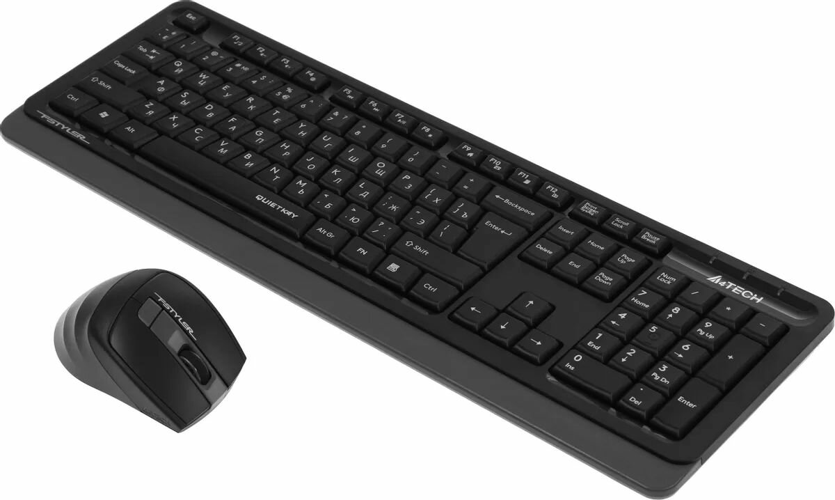 Клавиатура и мышь для компьютера A4TECH , USB, беспроводной, черный (FGS1035Q GREY)