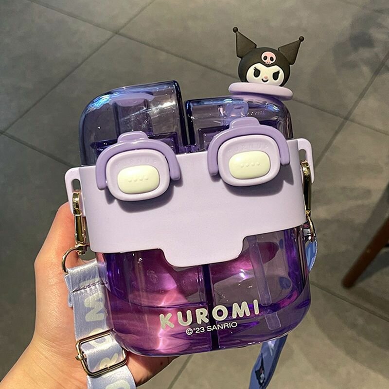 Стакан для воды Sanrio 2024 года выпуска, новый двойной стакан для питья, высококачественный пластиковый стакан для девочек, студенческий чайник с защитой от падений