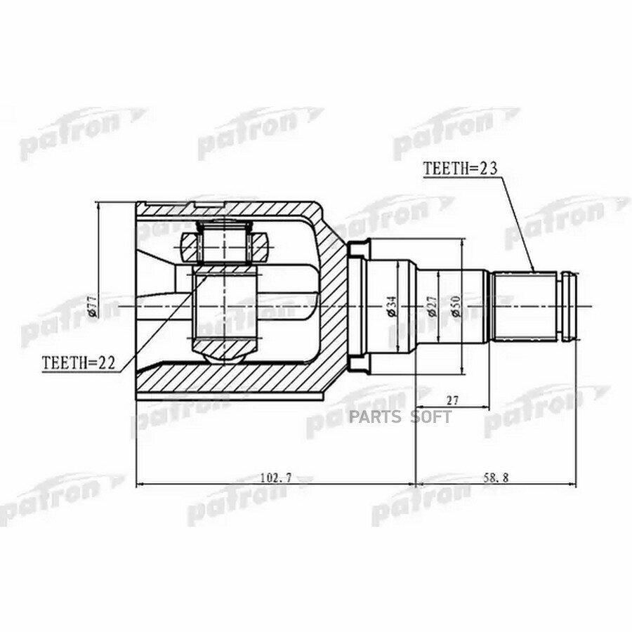 ШРУС внутренний 23x34x22 TOYOTA COROLLA 2 EL51 94-99, TOYOTA YARIS KSP90/NLP90/NSP90/SCP90/NCP90/ZSP90 05-11 PATRON PCV1439 | цена за 1 шт