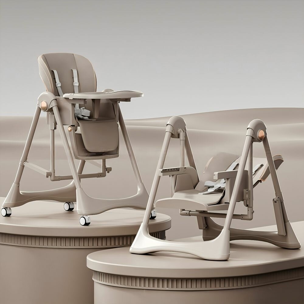 Детский стульчик для кормления, кресло качалка детская, складной, регулируется по высоте, можно использовать для кормления новорожденных, 4 вращающихся колеса, вес до 30 кг3