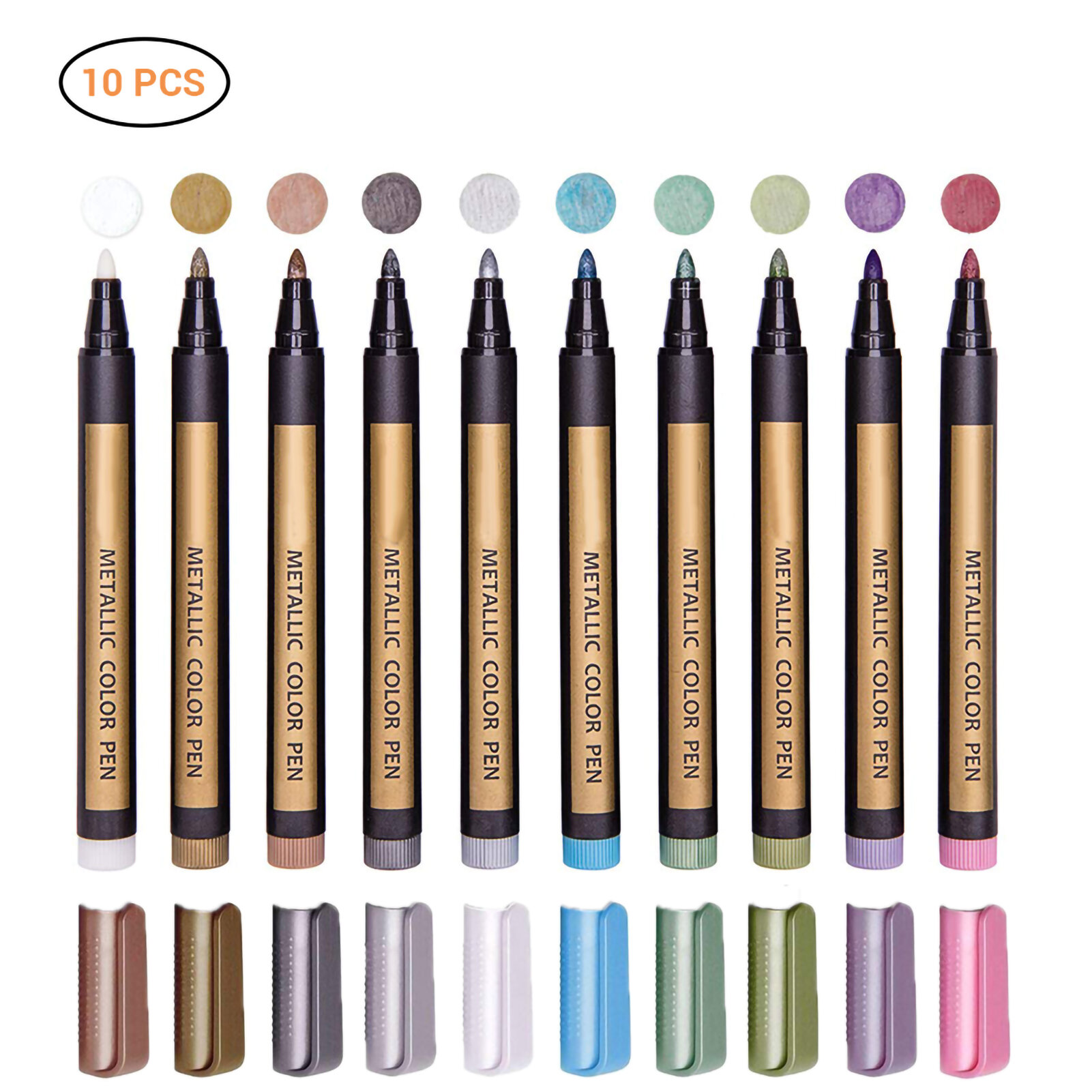 10 металлических маркеров разных цветов для скрапбукинга, рукоделия, создания фотоальбомов, росписи камней.