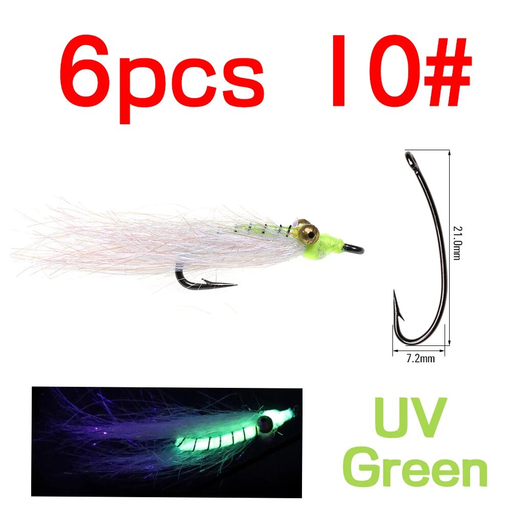 Bimoo Мухи Crazy Charlie для зимней рыбалки Зеленый, 6pcs Green size 10
