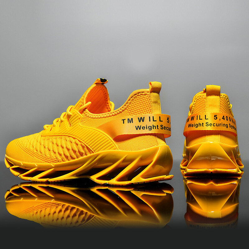 Мужские осенние дышащие летающие тканые повседневные мужские модные лезвия рыбья чешуя спортивные кроссовки для бега