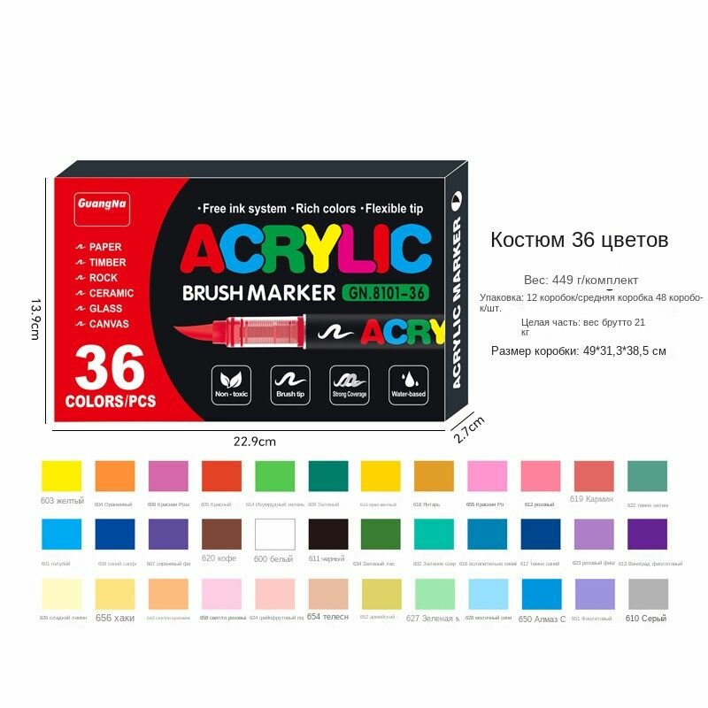 Новый усовершенствованный акриловый маркер с мягкой жидкостью на водной основе (GN8101)