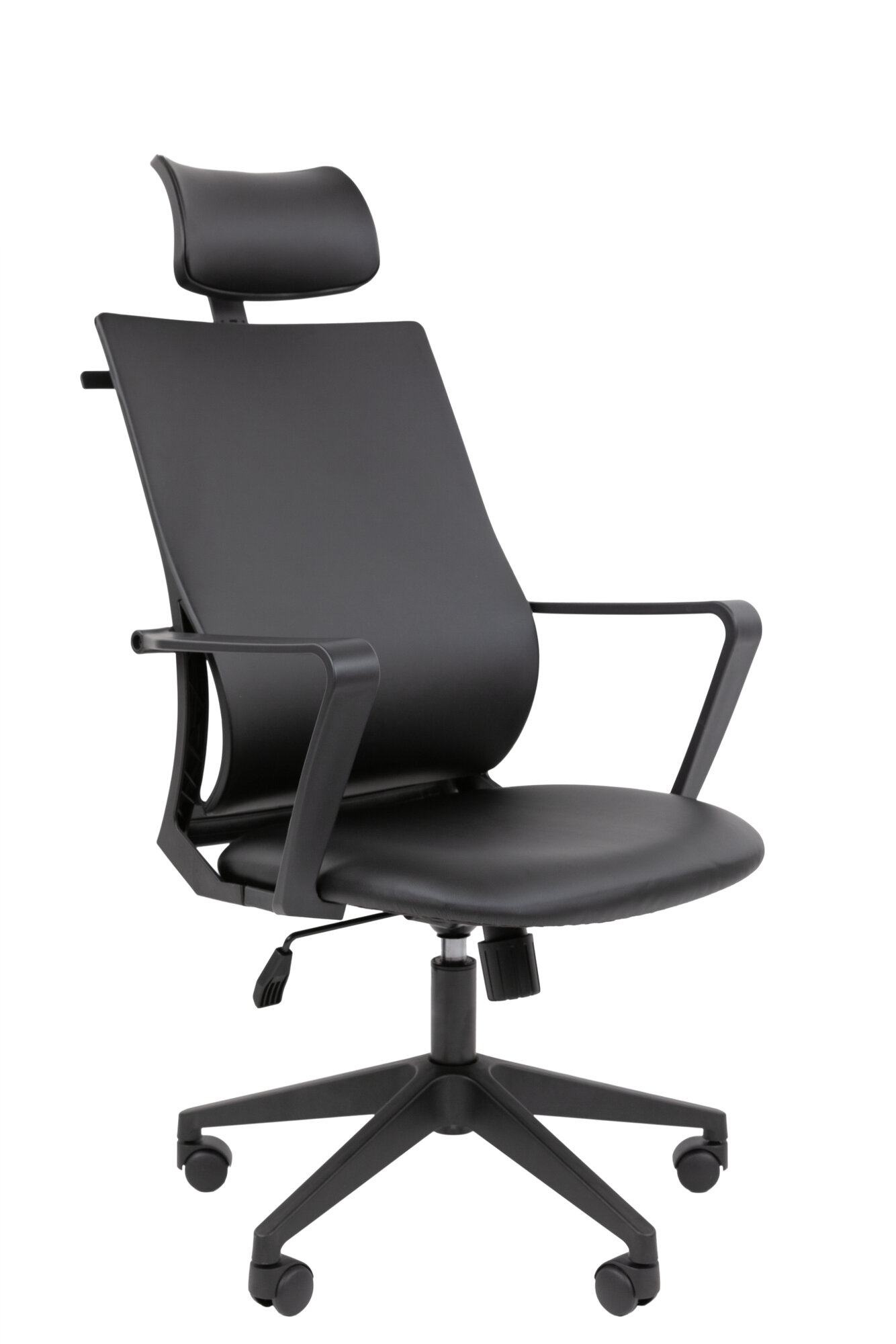 Компьютерное кресло для руководителя Chairman 545 экокожа черный с подголовником, эргономичное для офиса и дома