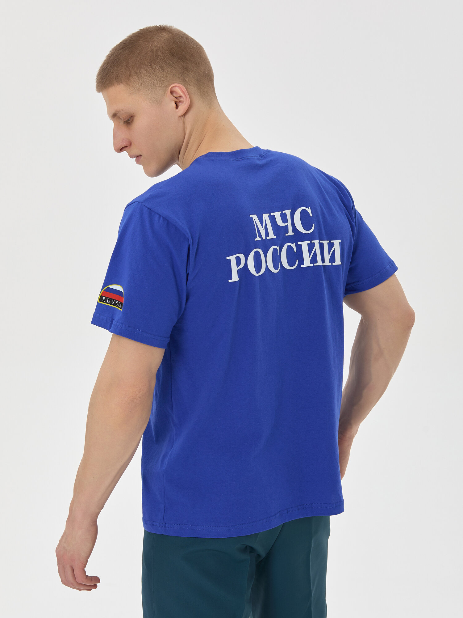 Футболка "МЧС России", мужская, хлопок 100%, прямой крой, размер 56-58, синяя