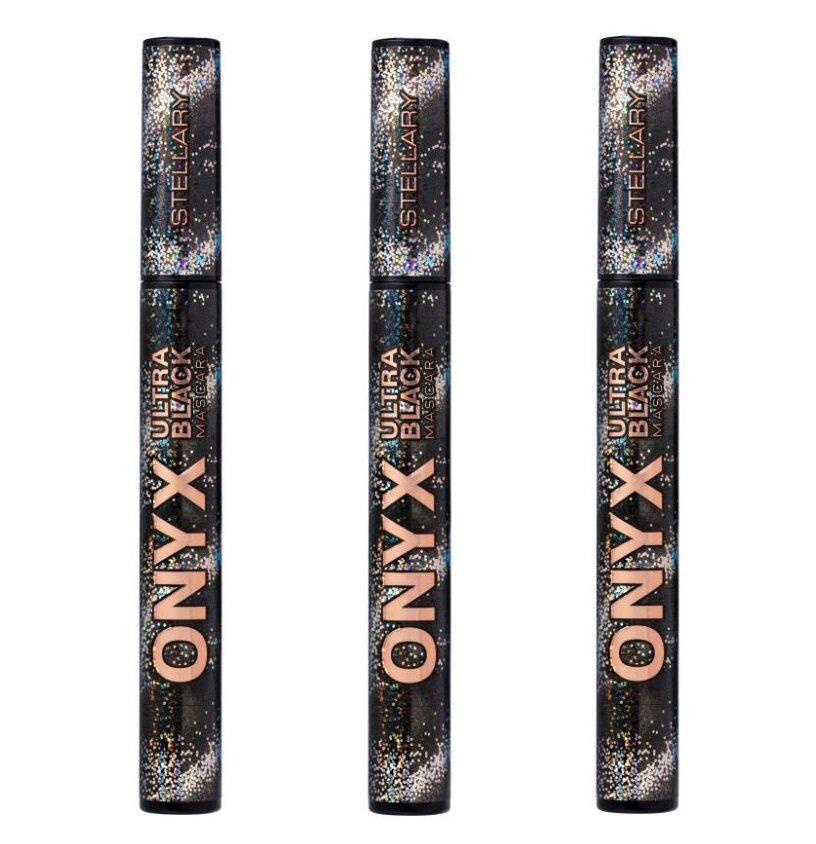 Тушь STELLARY для ресниц влагостойкая ультрачерная Water Resistant Mascara Onyx, тон 01 Ultra Black, 7 мл - 3 штуки