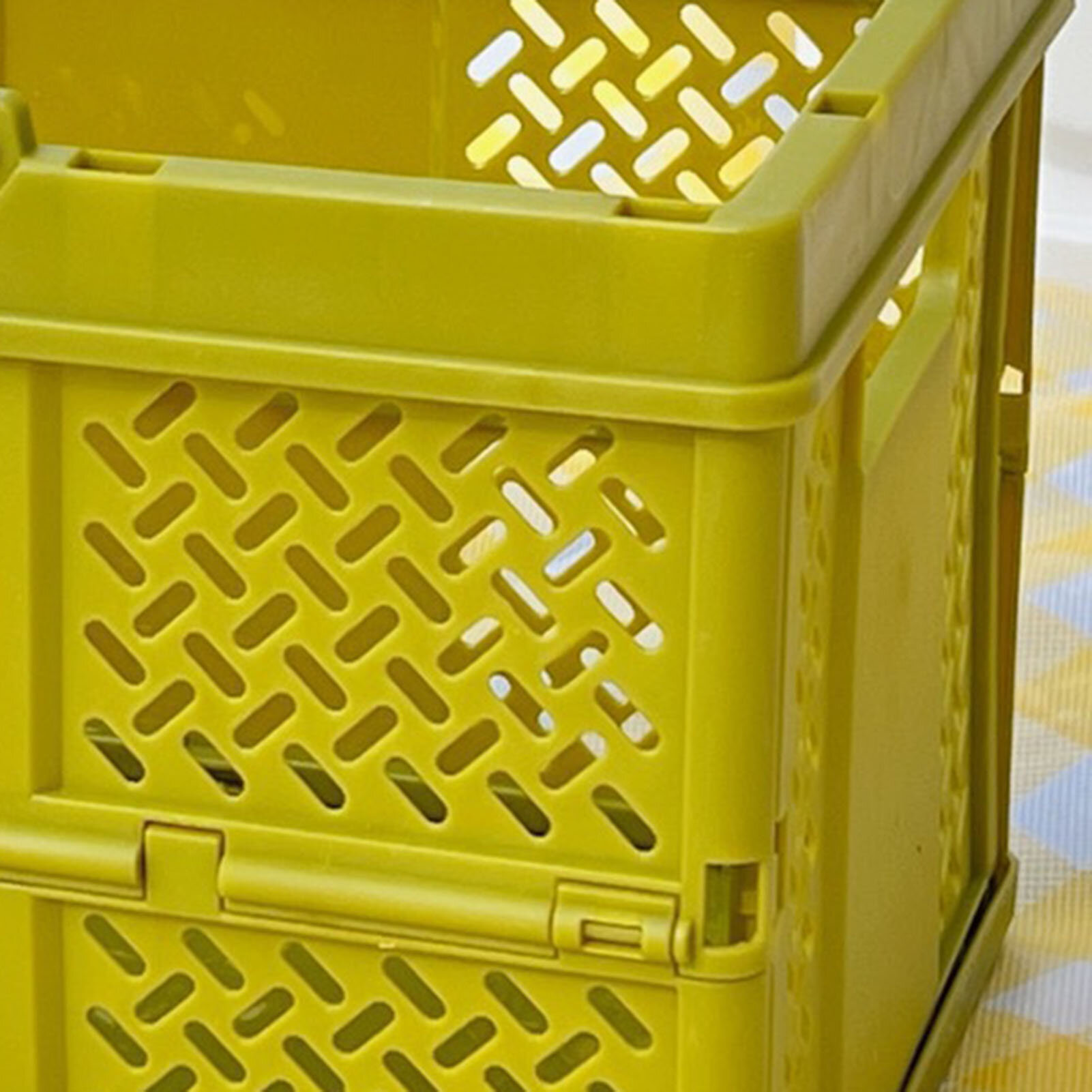 Складная корзина для пикника, штабелируемая коробка для хранения, пластиковая корзина для покупок с ручками для улицы, дома, оливково-зеленого цвета