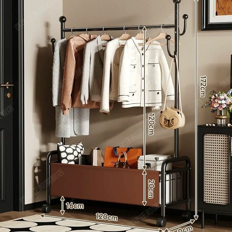 Сушильный шкаф; на колесиках; 120x30x172 см; черный и коричневый; металлический материал