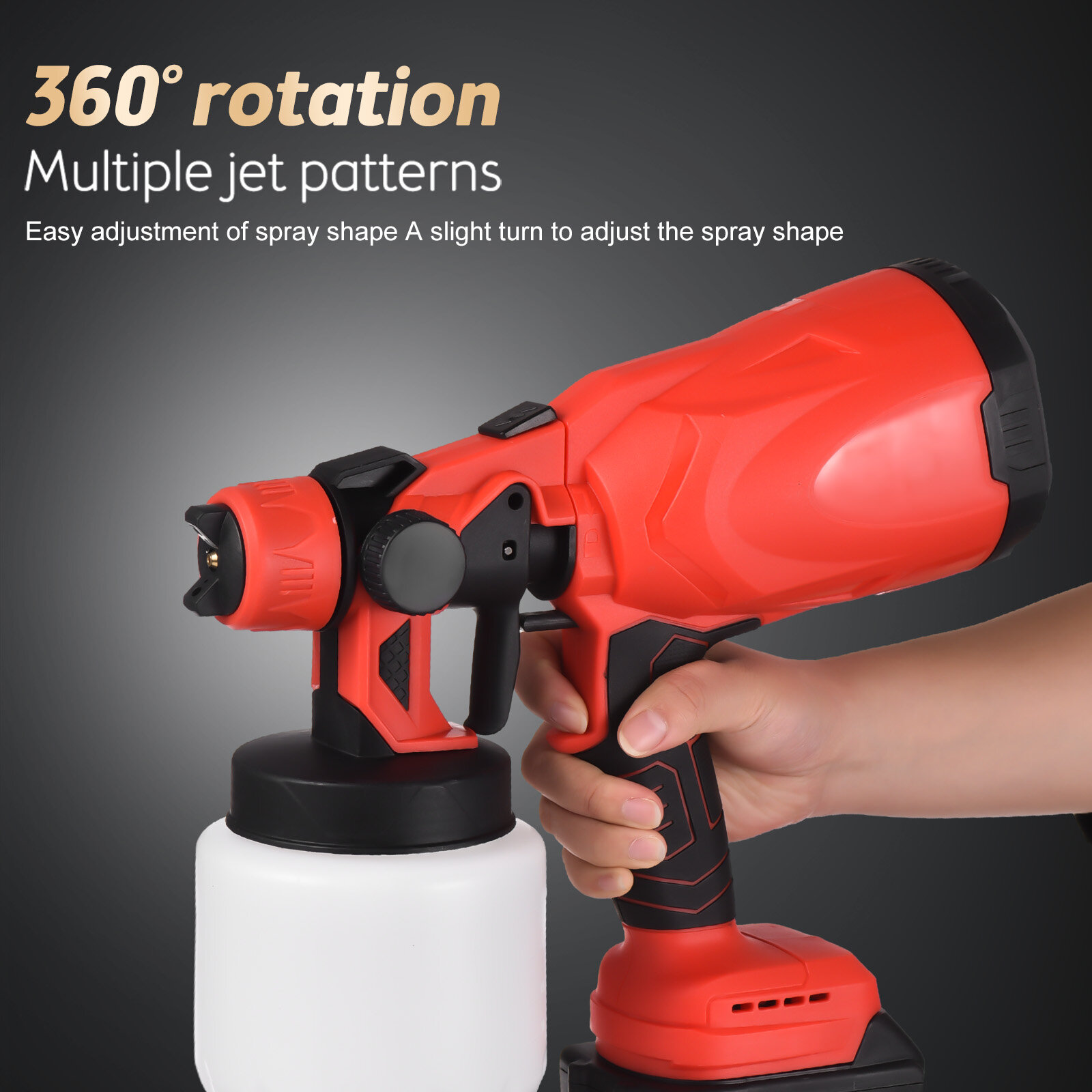 Аккумуляторный краскопульт 21 В макс. Аккумуляторный электроинструмент, краскопульт с 4 медными насадками, 3 режима распыления, контейнер 800 мл для мебели / забора / стен / дверей / садовых стульев