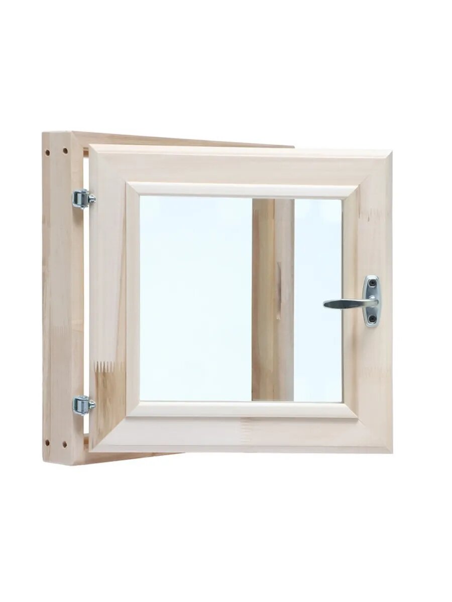 Качественное окно из липы 40x40 см с двойным стеклом