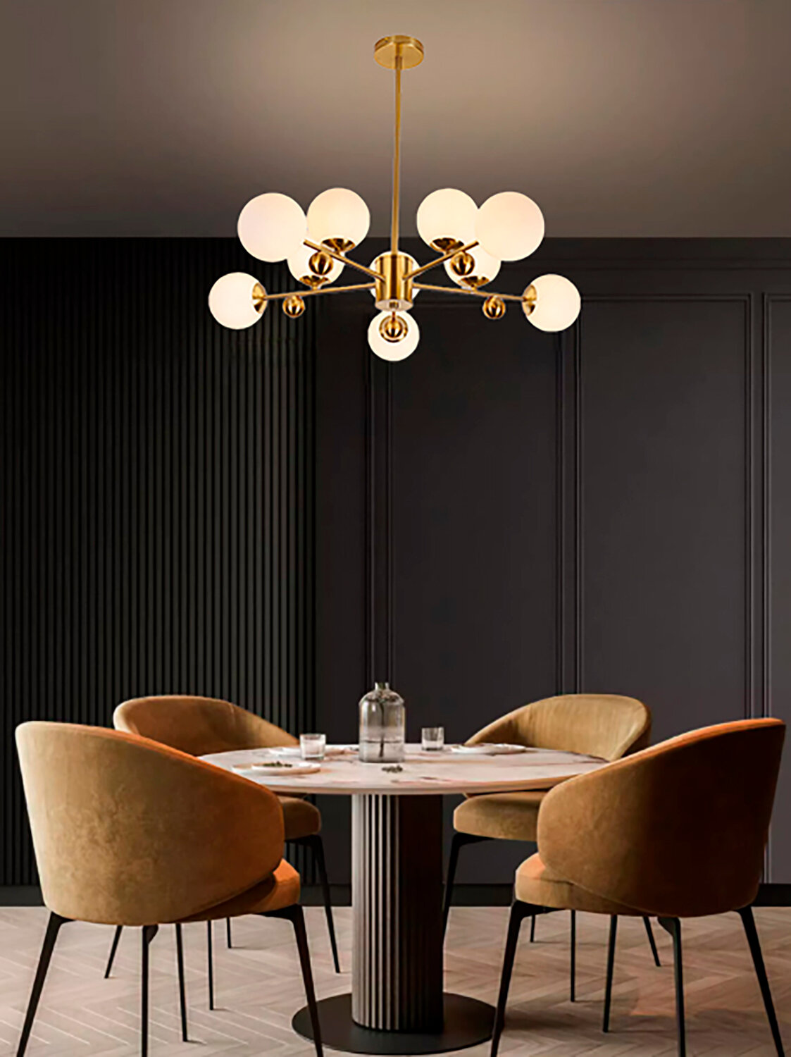 Подвесная светодиодная люстра 10 шаров круглая (подвесной светильник)