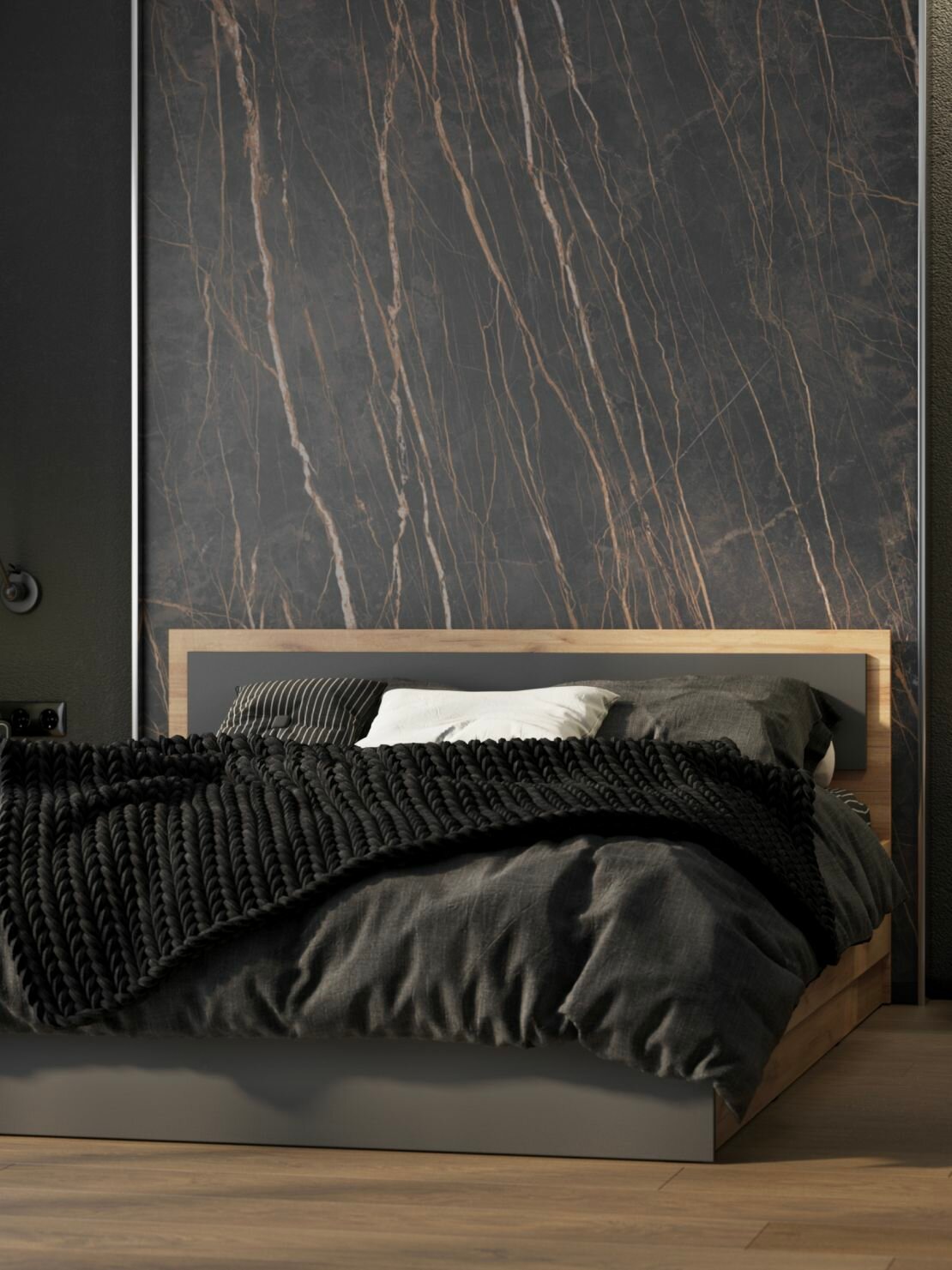 Комплект мебели для спальни Мартина (композиция 3) Графит софт/Дуб крафт