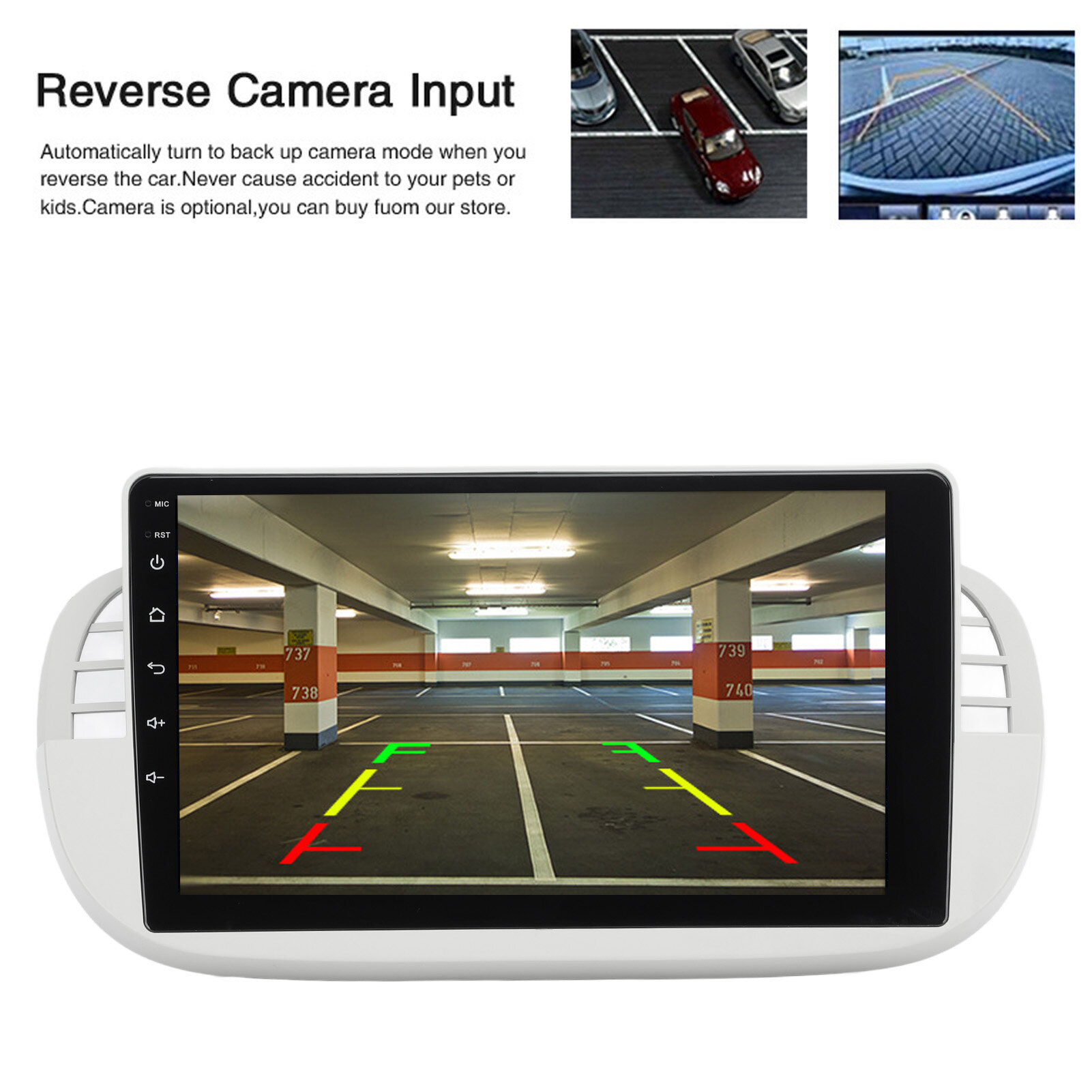 9-дюймовый автомобильный стереомагнитола для Android, беспроводная навигация CarPlay GPS, сенсорный экран, замена мультимедийного проигрывателя для Fiat 500, 1 ГБ ОЗУ, 16 ГБ ПЗУ