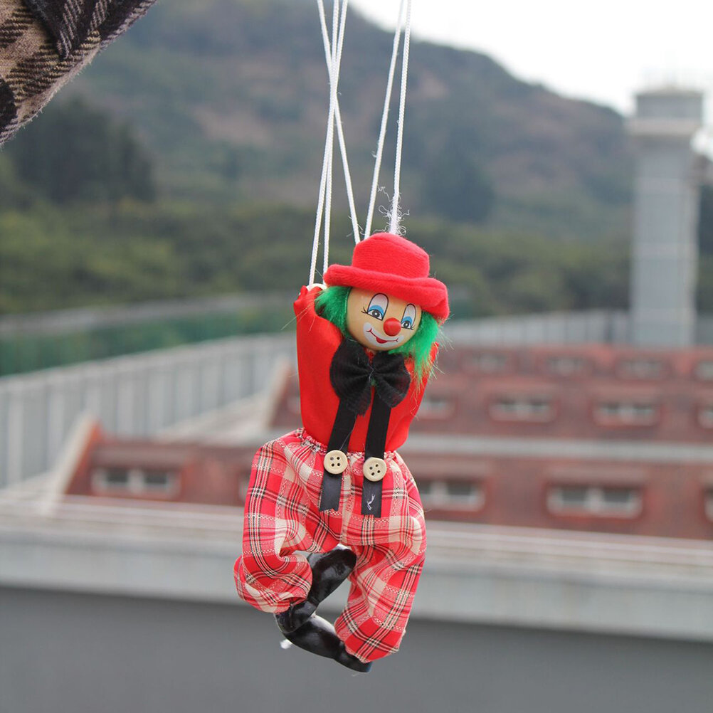 Забавная красочная кукла-марионетка на веревочке в винтажном стиле, клоун, деревянная марионетка, игрушка ручной работы, подвижная кукла, подарок для детей