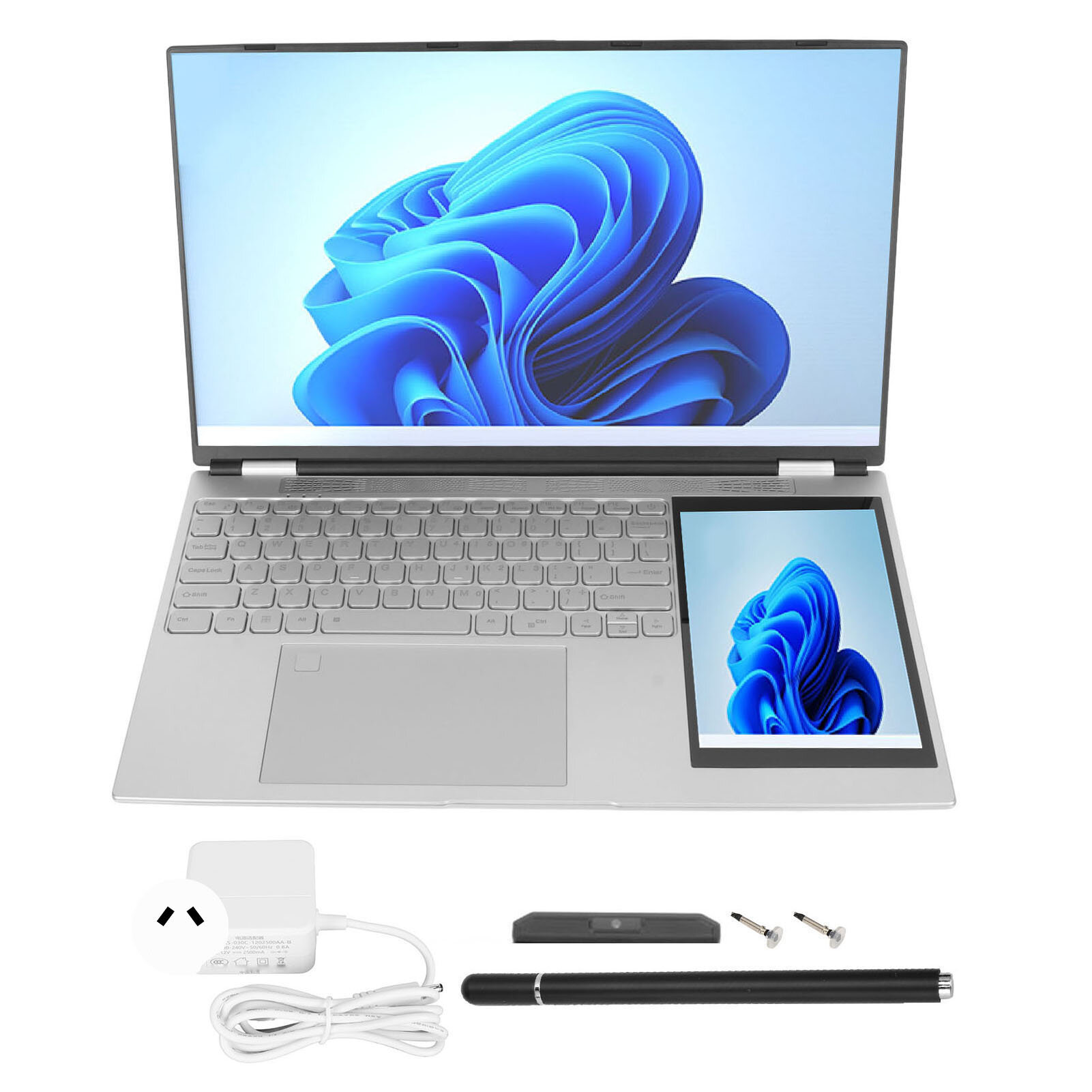 Double Screen Laptop 1920x1080 15.6 Inch IPS 1280x800 7 Touch 16GB Fingerprint Unlock 100‑240V 16GB+128GB AU Plug