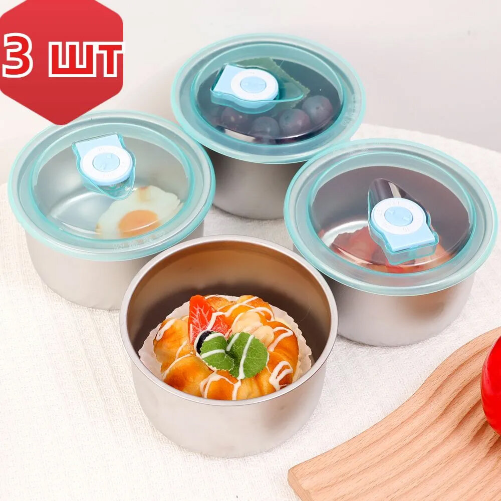 Контейнер для хранения пищи Culinary Storage Box, 500 мл, серебристый цвет, размер 12 x 10 x 6.5 см, из нержавеющей стали и пластика, с герметичной крышкой, отдельными отделениями, изготовлен в Китае