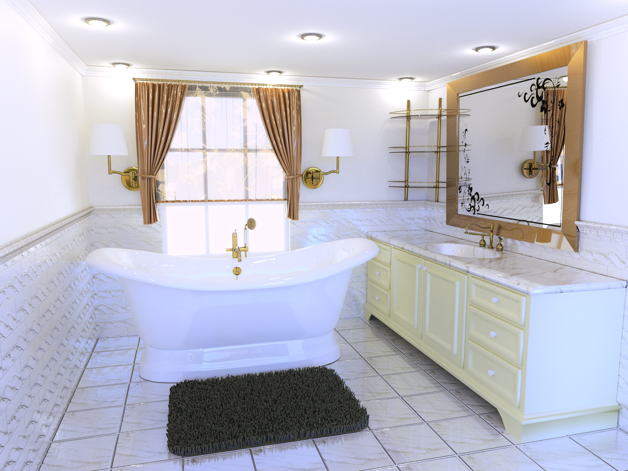 Ванна CASTONE "Корсика", мраморная, овальная, белая, на подиуме