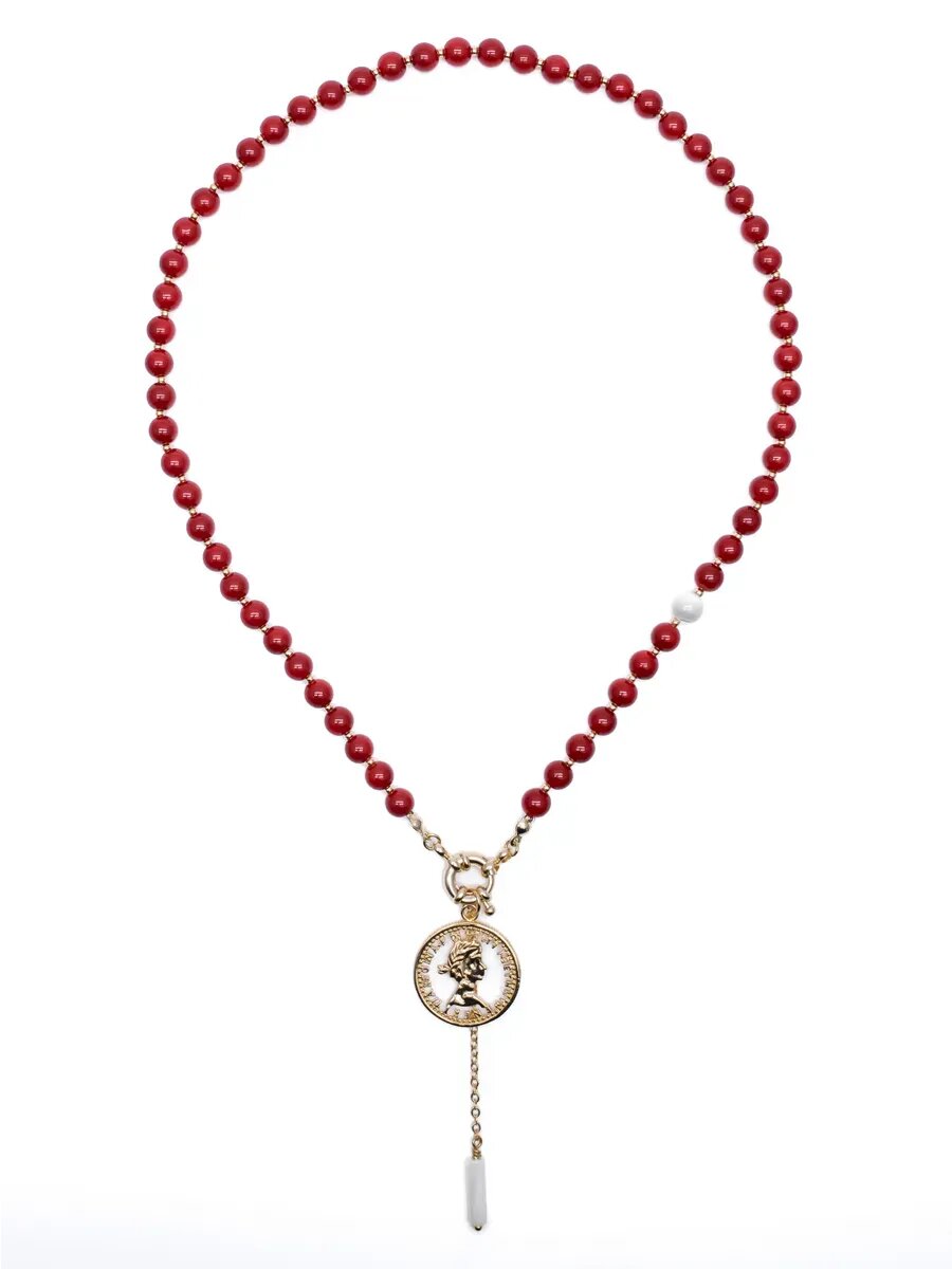 Бусы, фианит, перламутр, коралл