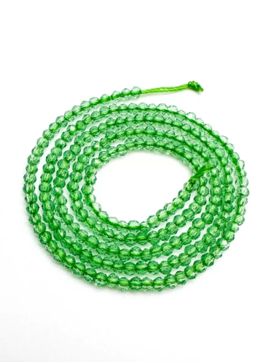 0701 Шпинель для украшений зеленый малахитовый 2 мм 1 нить