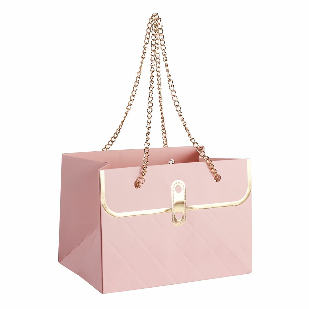 Пакет подарочный Дон Баллон для цветов, Дамская сумочка, светло-розовый, 15х10х11 см