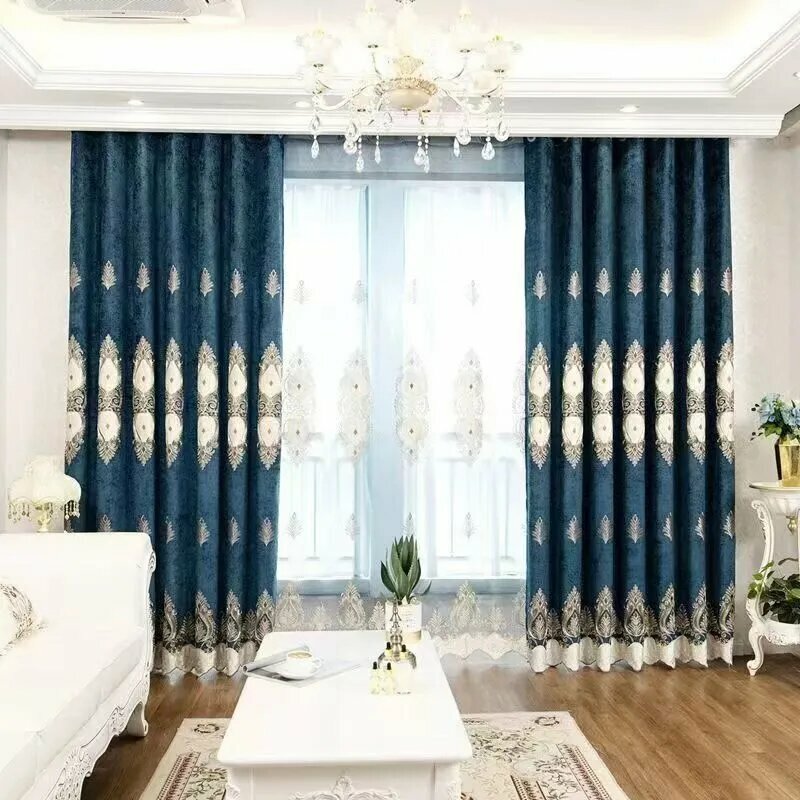 Гардина 240x270 см крепление Люверсы, темно-синий