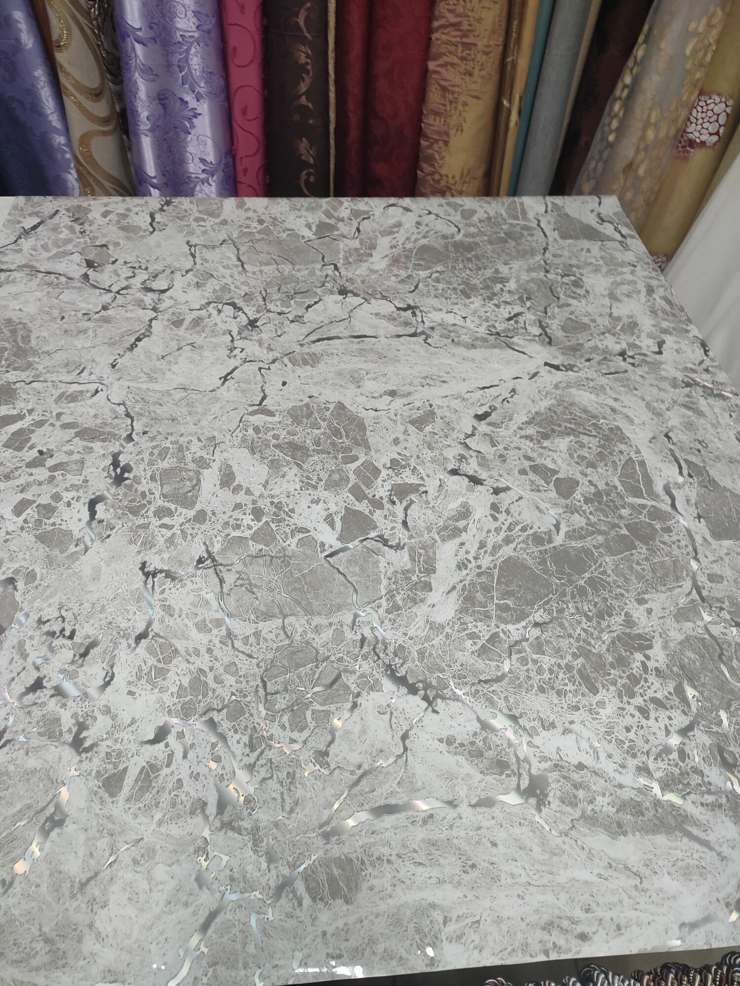 Силиконовая скатерть на стол гибкое стекло 70х140 см 0.3мм. мрамор