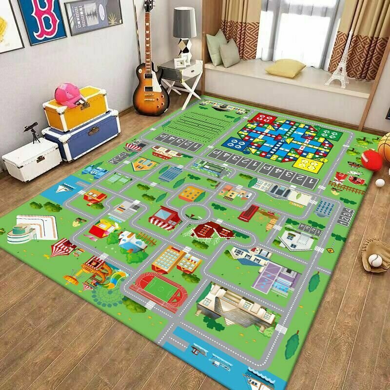 Коврик детский 120х160 см, игровой с изображением города/дорог, ковер для мальчика и девочки