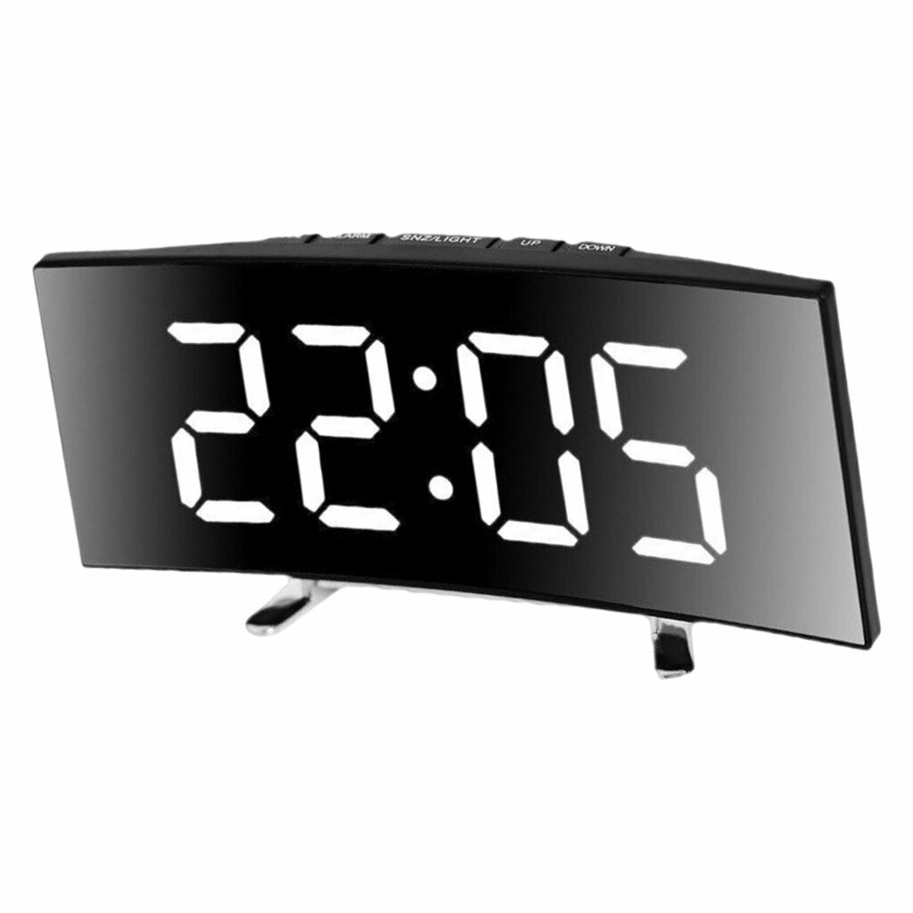 Колокол, Изогнутые электронные часы LED с большим экраном и зеркалом - белый свет