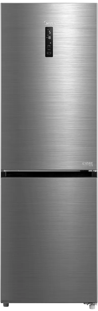 Двухкамерный холодильник отдельностоящий Midea MDRB473MGF46OM, высота 185 см, 346 л, класс A+, нержавеющая сталь, Китай