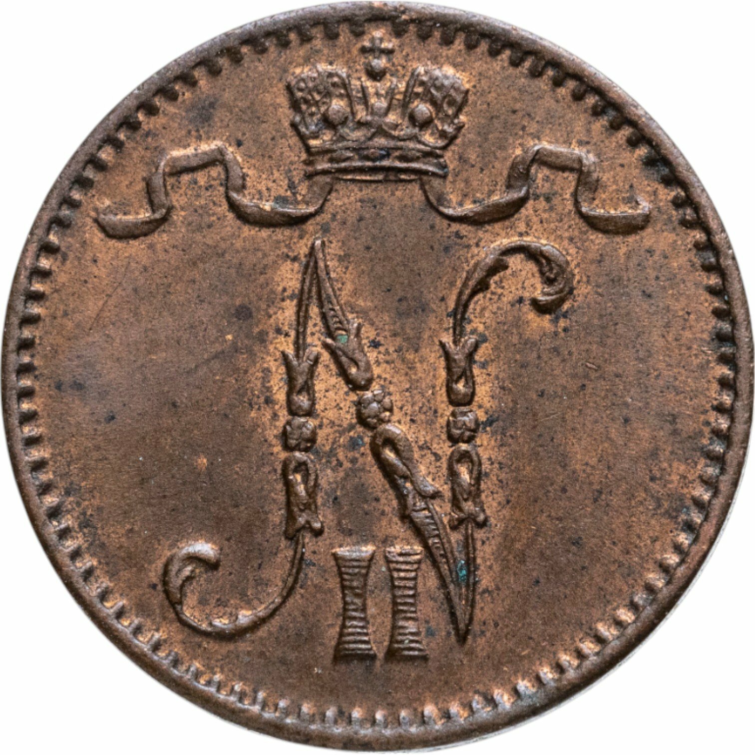 1 пенни penni 1913 Российская Финляндия, Медь, в сохранности UNC