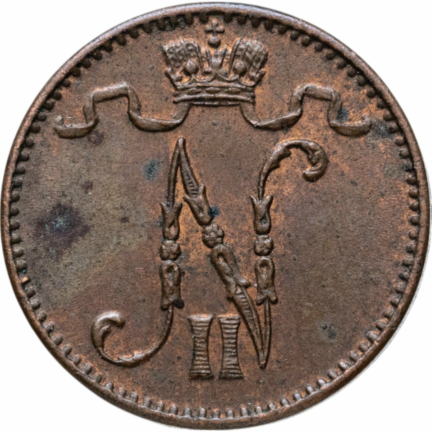 1 пенни penni 1914 Российская Финляндия, Медь, в сохранности UNC