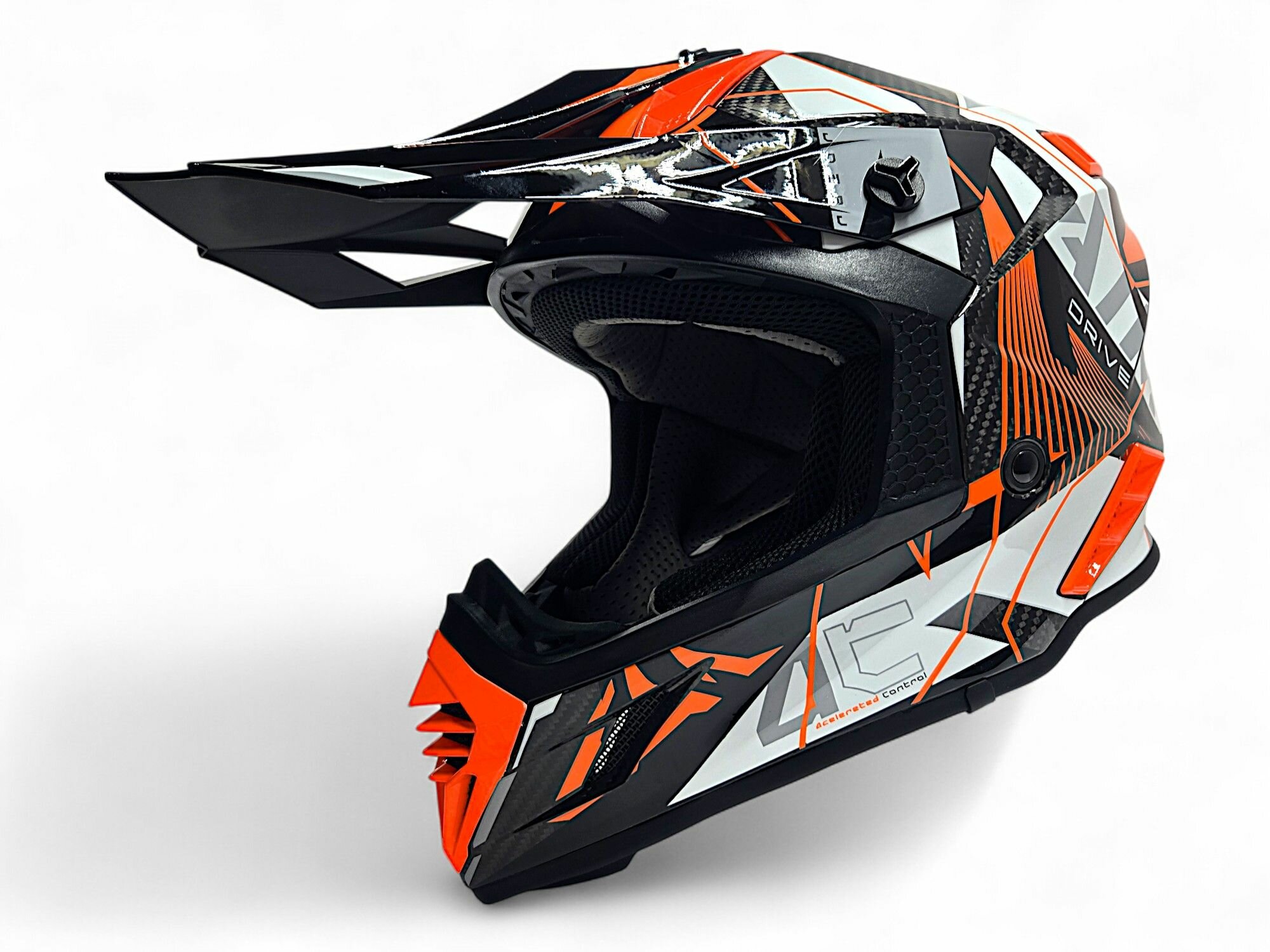 Мотошлем Кроссовый Взрослый AiM RH855 Carbon RAZOR White/Red, L